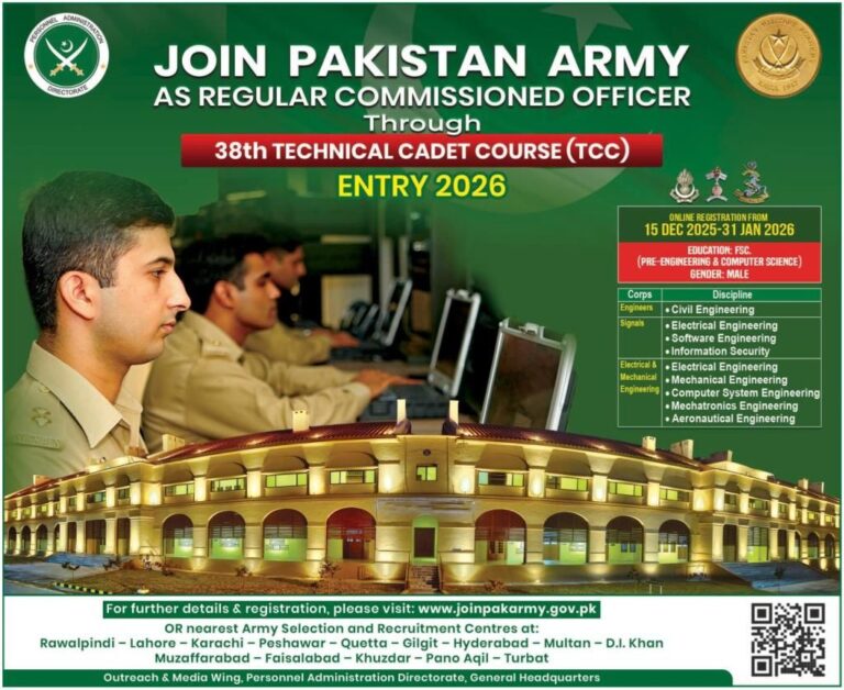 Join Pakistan Army as Regular Commissioned Officer Through 38th ...