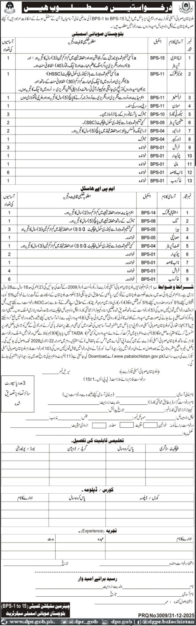 Provincial Assembly Jobs 2026 for BPS-01 to BPS-15 | Salary & Earn ...