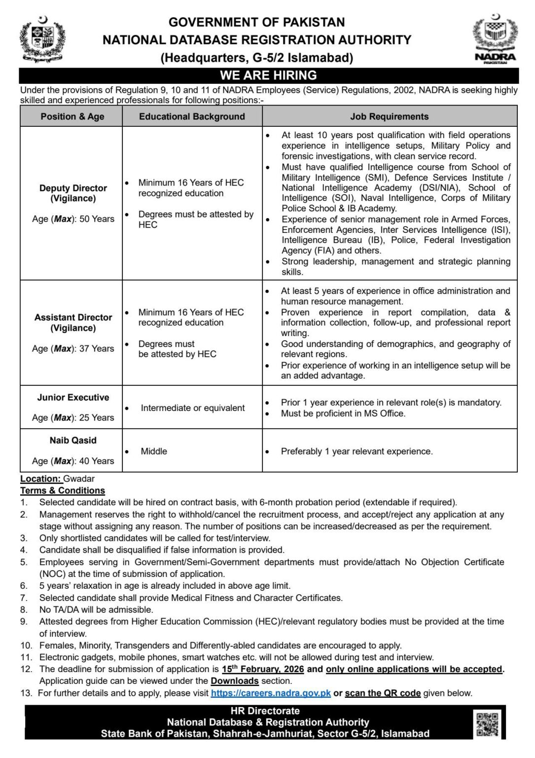 NADRA Naib Qasid Jobs 2026 Apply Online – Middle Pass Government Jobs
